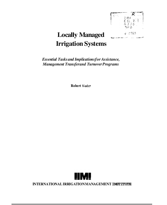(PDF) Locally managed irrigation systems: essential tasks and ...