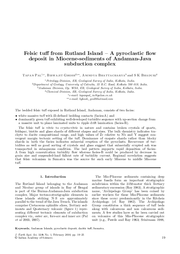 (PDF) Felsic tuff from Rutland Island — A pyroclastic flow deposit in ...