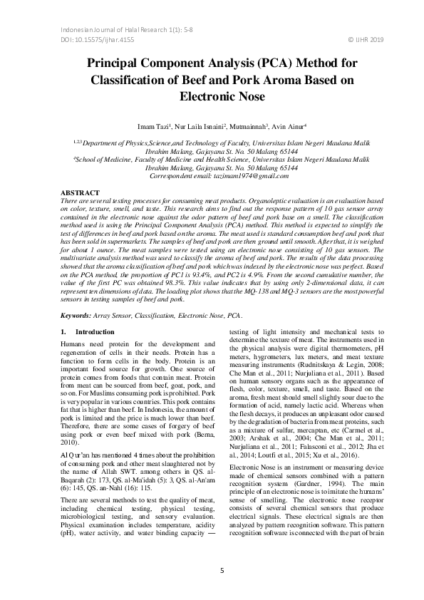 (PDF) Principal Component Analysis (PCA) Method for Classification of ...