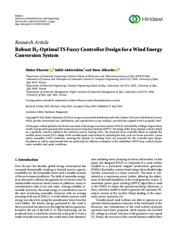 (PDF) H2-Optimal Fuzzy Control for Wind Energy System