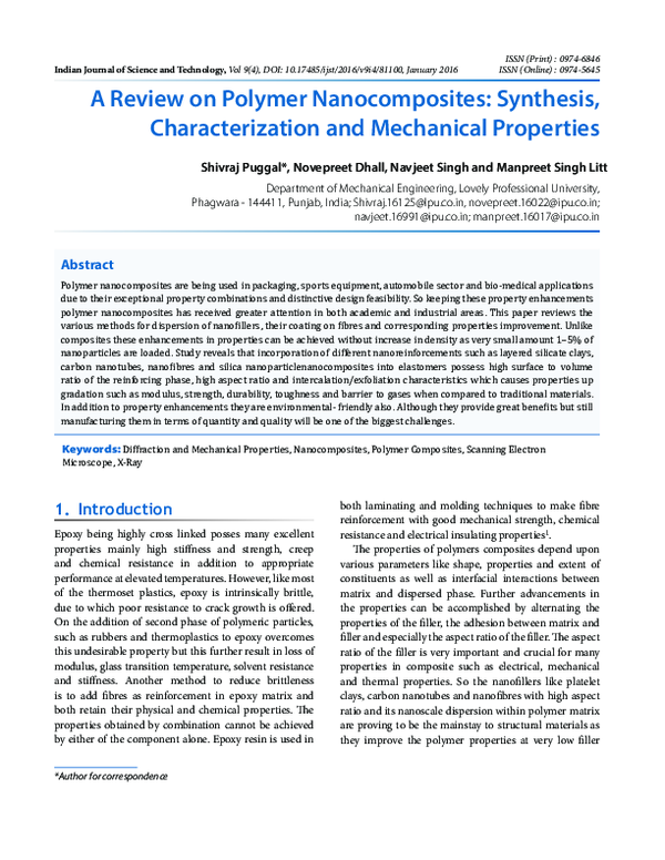 (PDF) A Review on Polymer Nanocomposites: Synthesis, Characterization ...