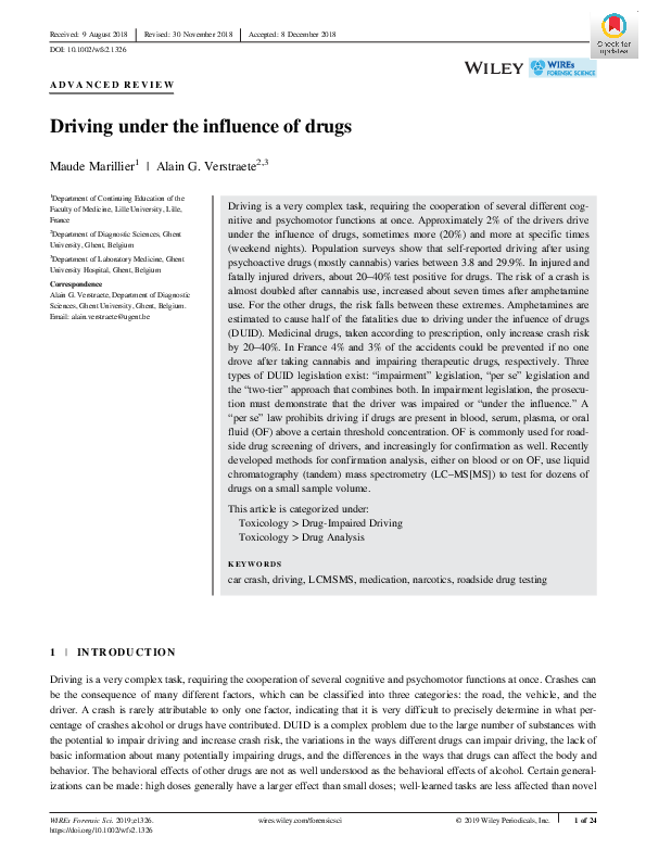 (PDF) Driving under the influence of drugs