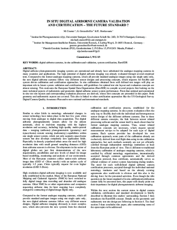 (PDF) In situ digital airborne camera validation and certification—The ...