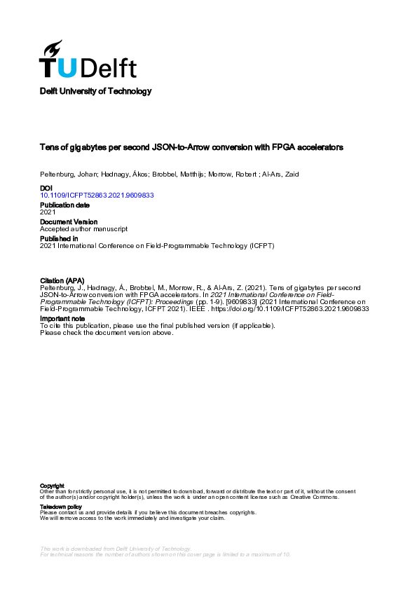 (PDF) Tens of gigabytes per second JSON-to-Arrow conversion with FPGA ...