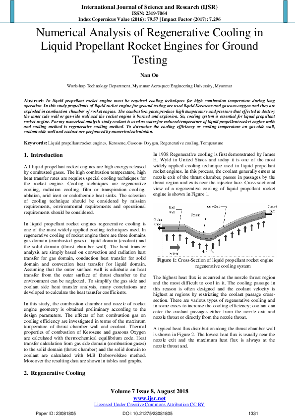(PDF) Numerical Analysis of Regenerative Cooling in Liquid Propellant ...