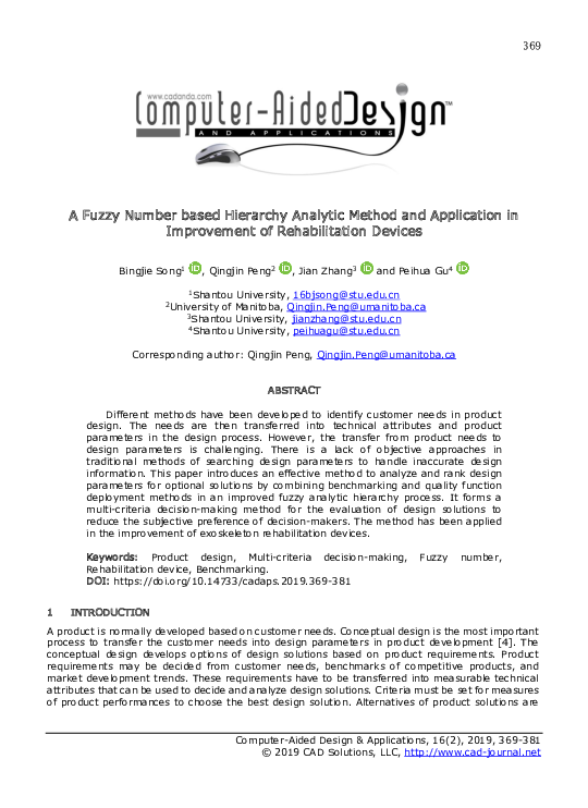Pdf A Fuzzy Number Based Hierarchy Analytic Method And Application In