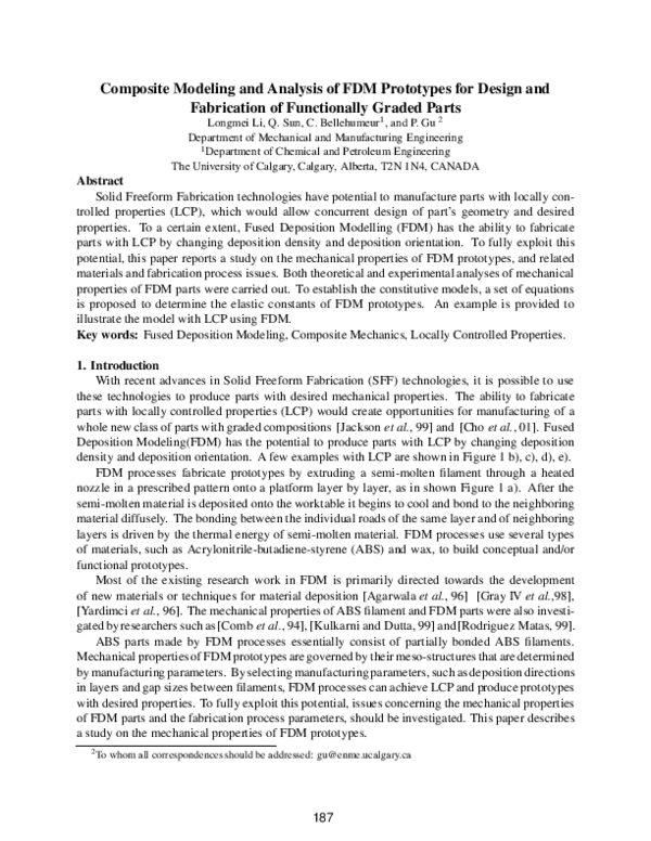 (PDF) Composite Modeling and Analysis of FDM Prototypes for Design and Fabrication of ...