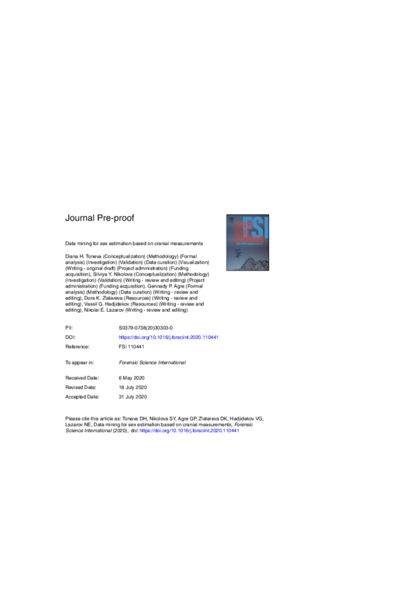 Pdf Data Mining For Sex Estimation Based On Cranial Measurements Nikolai Lazarov 