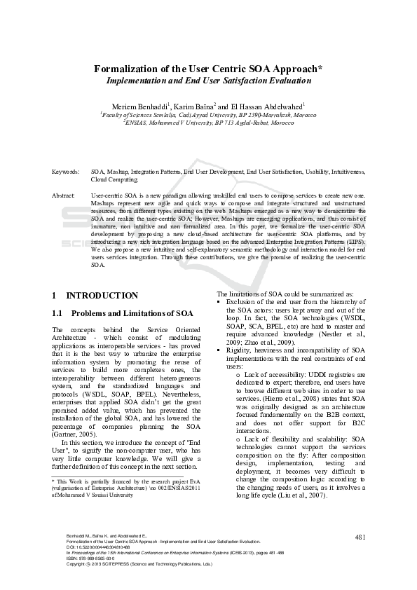 (PDF) Formalization of the User Centric SOA Approach - Implementation and End User Satisfaction ...
