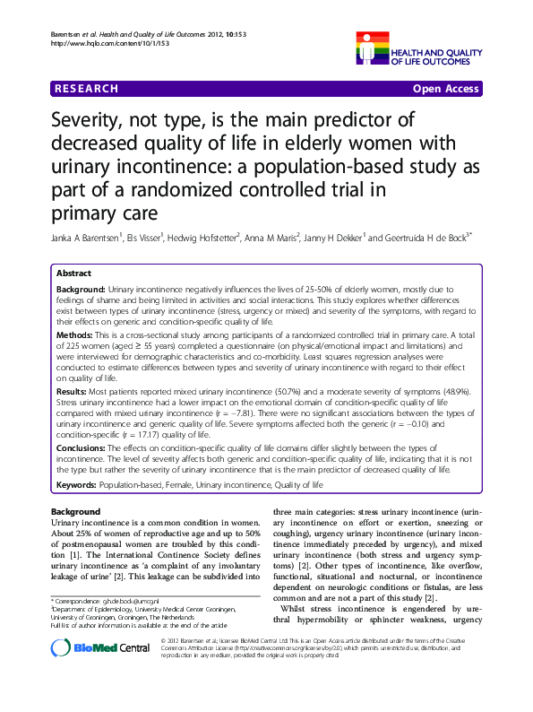 (PDF) Severity, not type, is the main predictor of decreased quality of ...