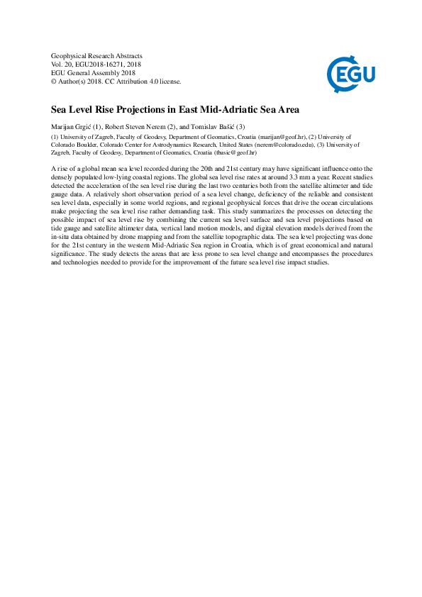 (PDF) Sea Level Rise Projections in East Mid-Adriatic Sea Area