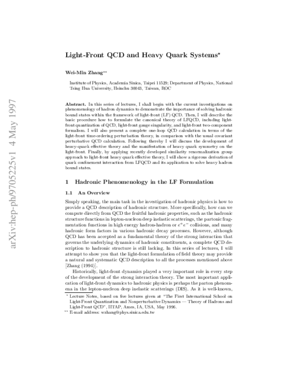 (PDF) Light-Front QCD and Heavy Quark Systems