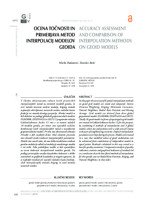 Pdf Accuracy Assessment And Comparison Of Interpolation Methods On