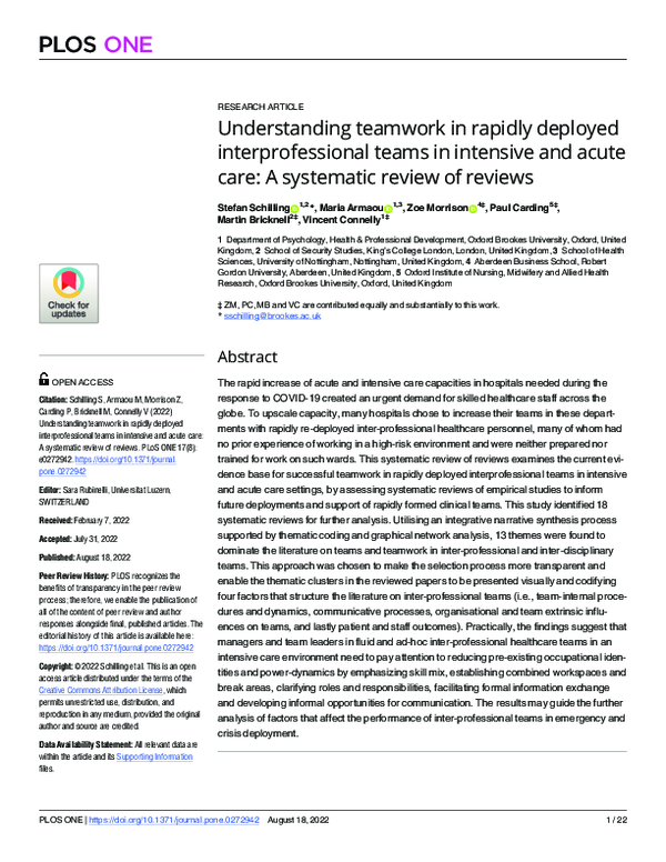 (PDF) Understanding teamwork in rapidly deployed interprofessional ...