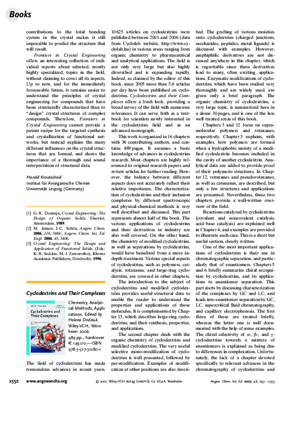 Pdf Cyclodextrins And Their Complexes Chemistry Analytical Methods