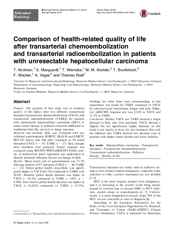 (PDF) Comparison of health related quality of life after the treatment ...