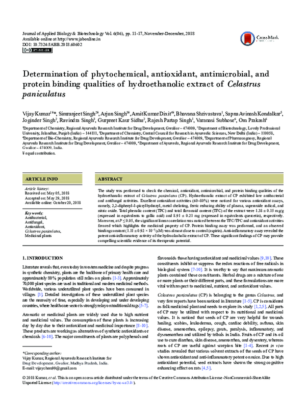 (PDF) Determination of phytochemical, antioxidant, antimicrobial, and ...