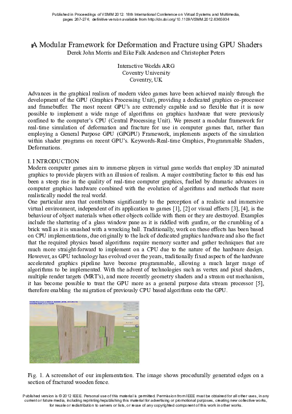 (PDF) A modular framework for deformation and fracture using GPU shaders