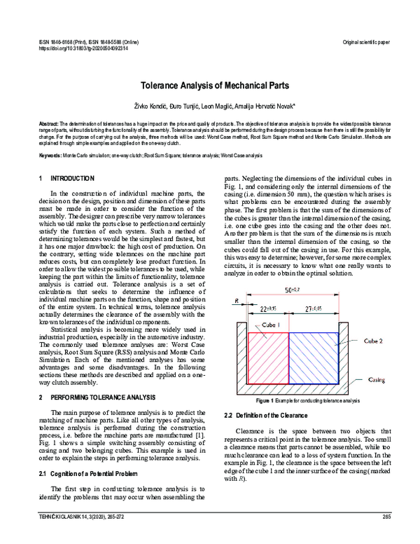 (PDF) Tolerance Analysis of Mechanical Parts