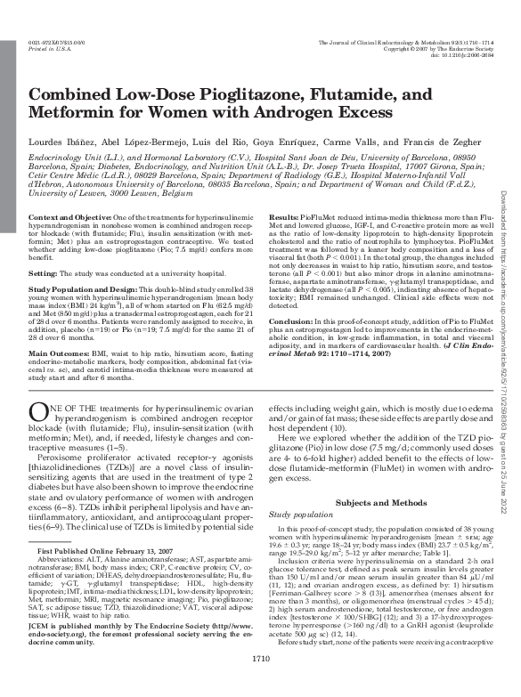 Pdf Combined Low Dose Pioglitazone Flutamide And Metformin For