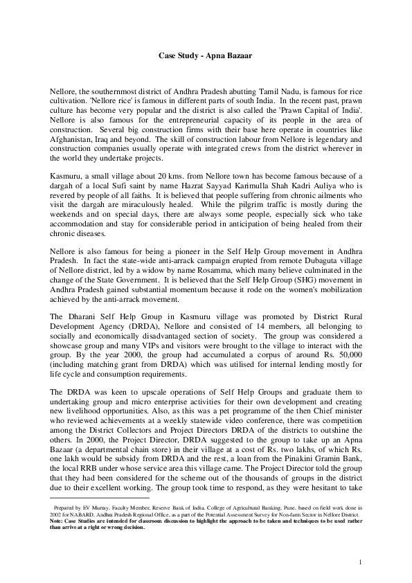 (PDF) Undertaking a Group Activity under SHG- Bank Linkage - A Case Study