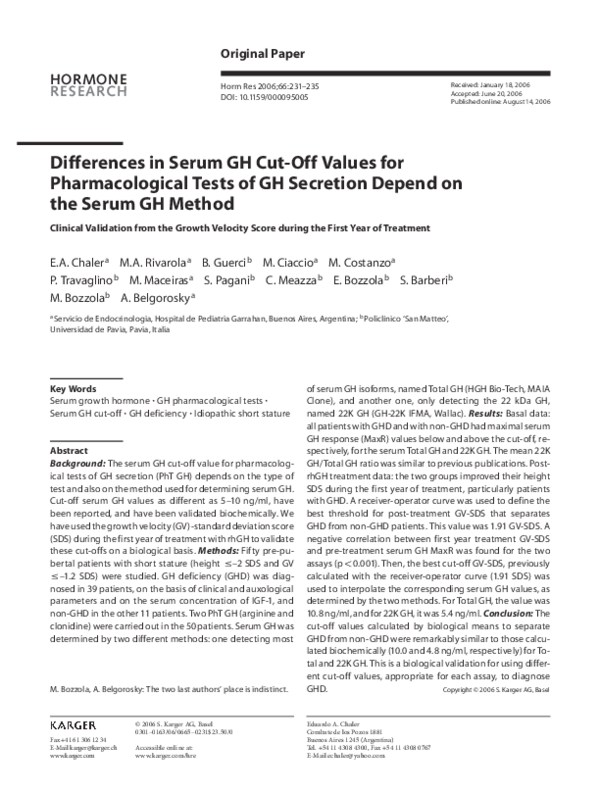 (PDF) Differences in Serum GH Cut-Off Values for Pharmacological Tests ...