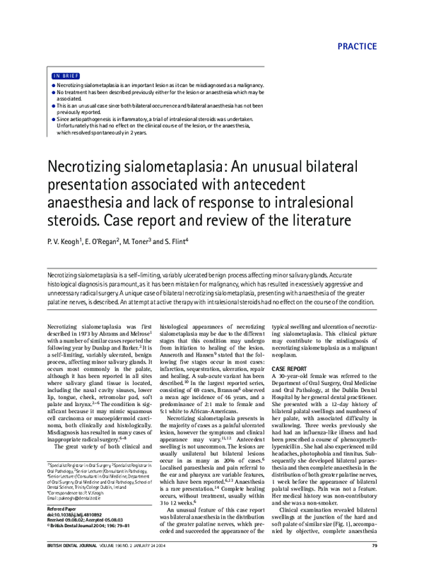 (PDF) Necrotizing sialometaplasia: a case report | Farhan Durrani ...