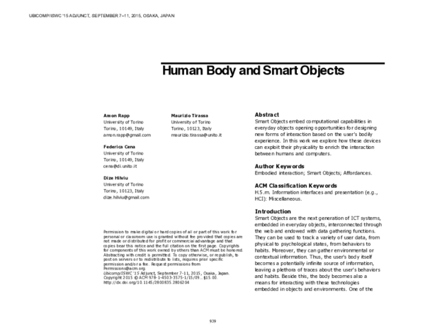 (PDF) Human body and smart objects