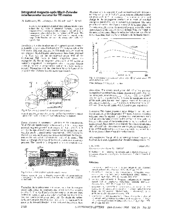(PDF) Integrated magneto-optic Mach-Zehnder interferometer isolator for ...