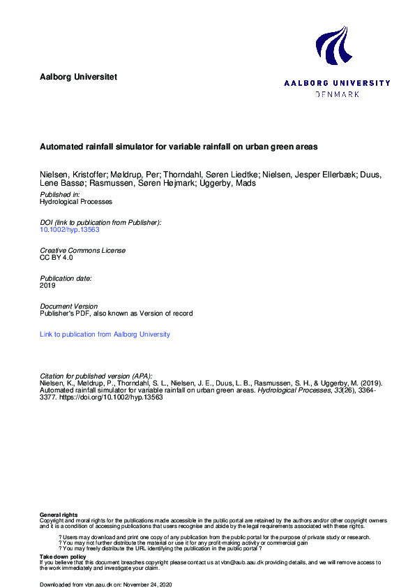 (PDF) Automated rainfall simulator for variable rainfall on urban green areas