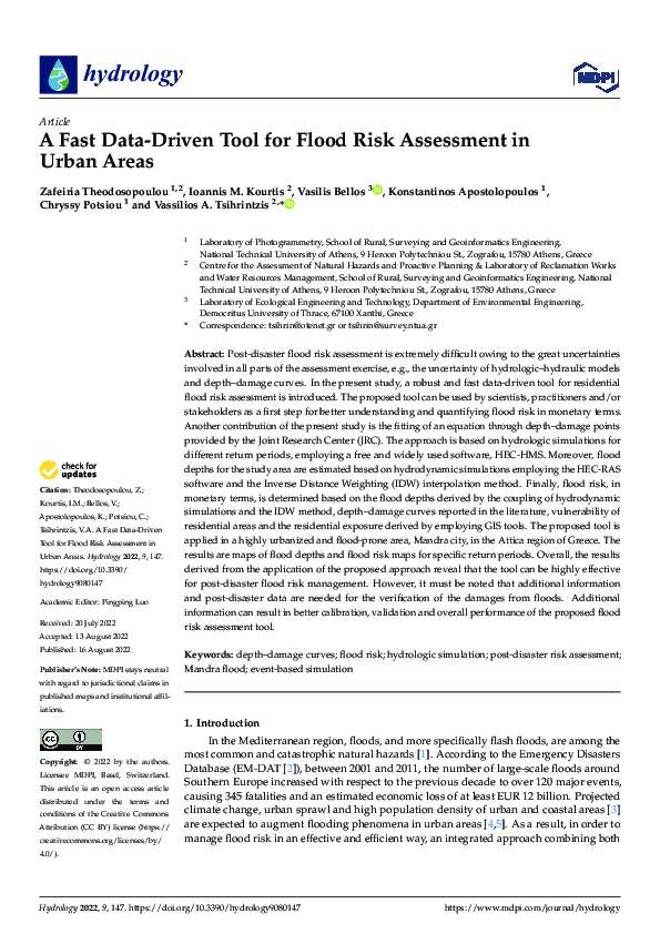 (PDF) A Fast Data-Driven Tool for Flood Risk Assessment in Urban Areas