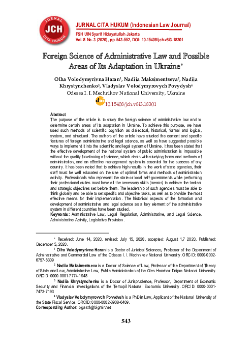 (PDF) Foreign Science of Administrative Law and Possible Areas of Its ...