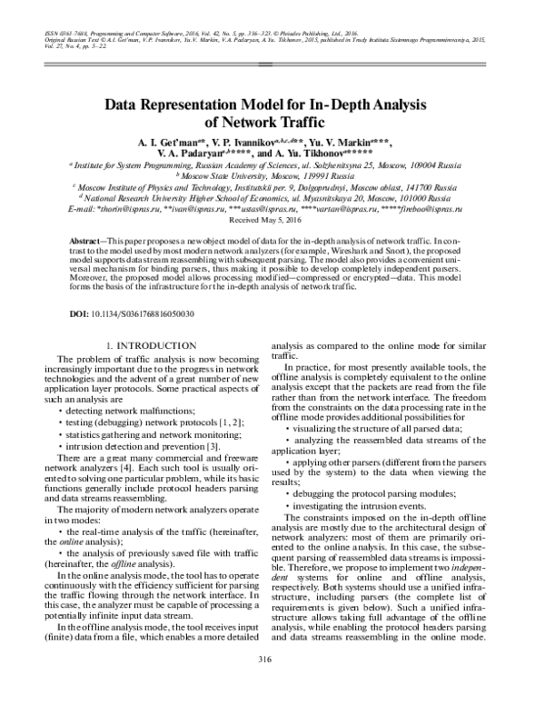 (PDF) Data representation model for in-depth analysis of network traffic