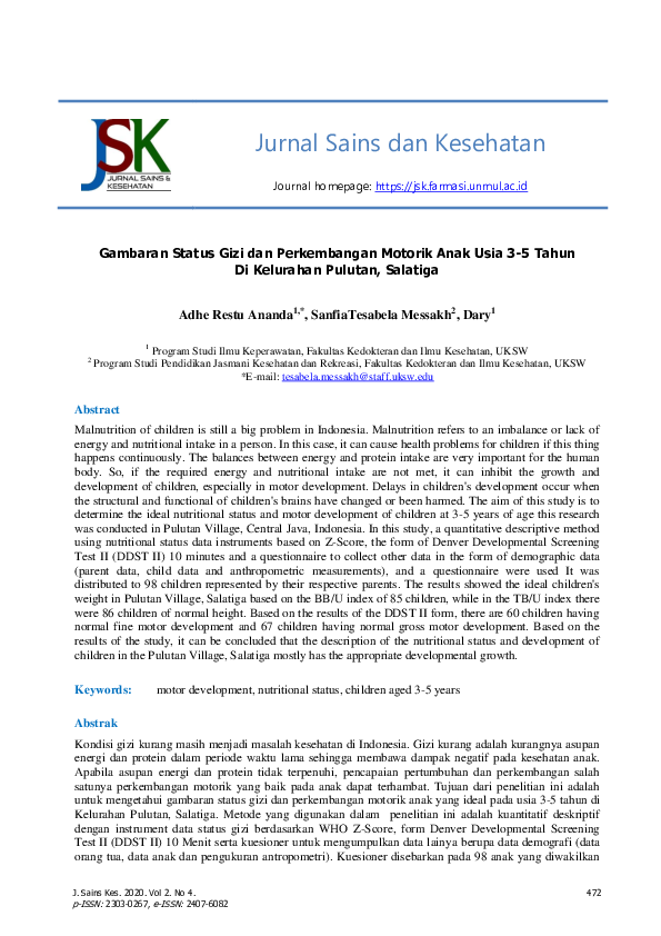 (PDF) Gambaran Status Gizi dan Perkembangan Motorik Anak Usia 3-5 Tahun ...