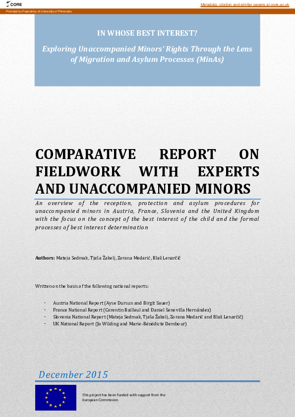(PDF) Comparative report on fieldwork with experts and unaccompanied minors