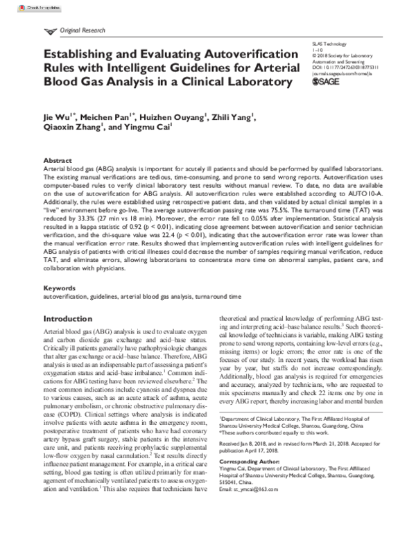 (PDF) Establishing and Evaluating Autoverification Rules with ...