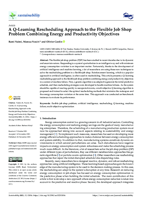 (PDF) A Q-Learning Rescheduling Approach to the Flexible Job Shop ...
