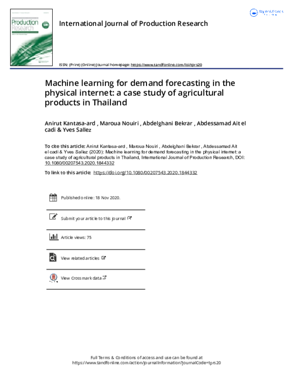 (PDF) Machine learning for demand forecasting in the physical internet: a case study of ...