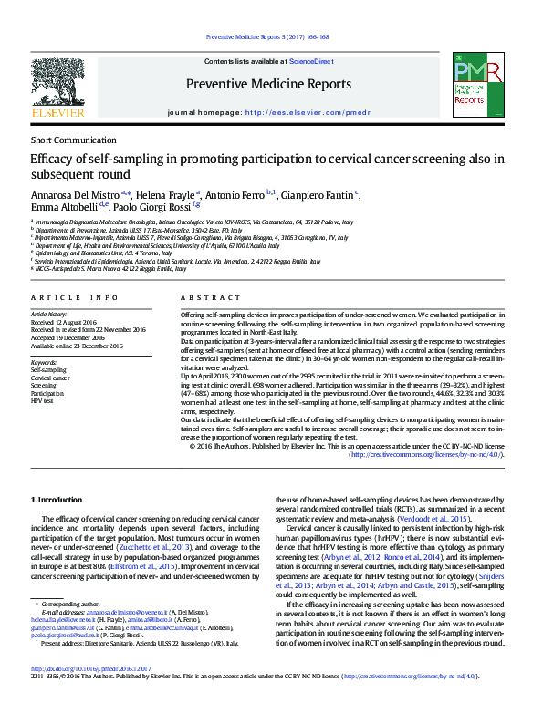 (PDF) Self-Sampling's Impact on Cervical Screening