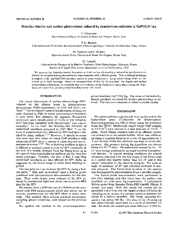 (PDF) Schottky barrier and surface photovoltage induced by synchrotron ...