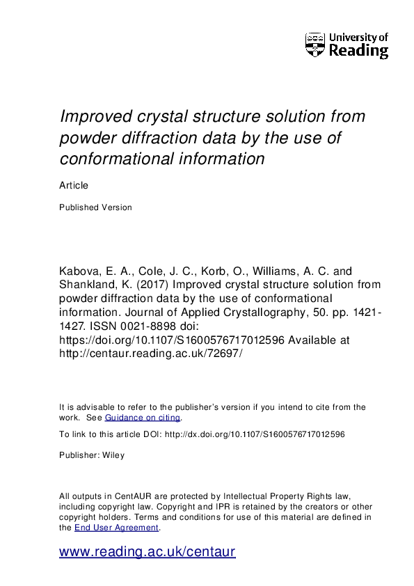 Pdf Improved Crystal Structure Solution From Powder Diffraction Data