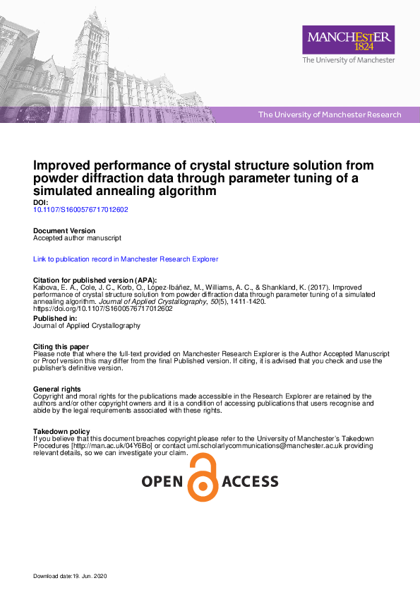 (PDF) Improved performance of crystal structure solution from powder diffraction data through ...