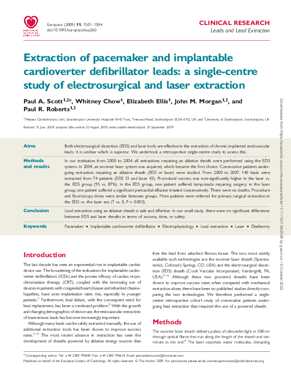(PDF) Extraction of pacemaker and implantable cardioverter ...