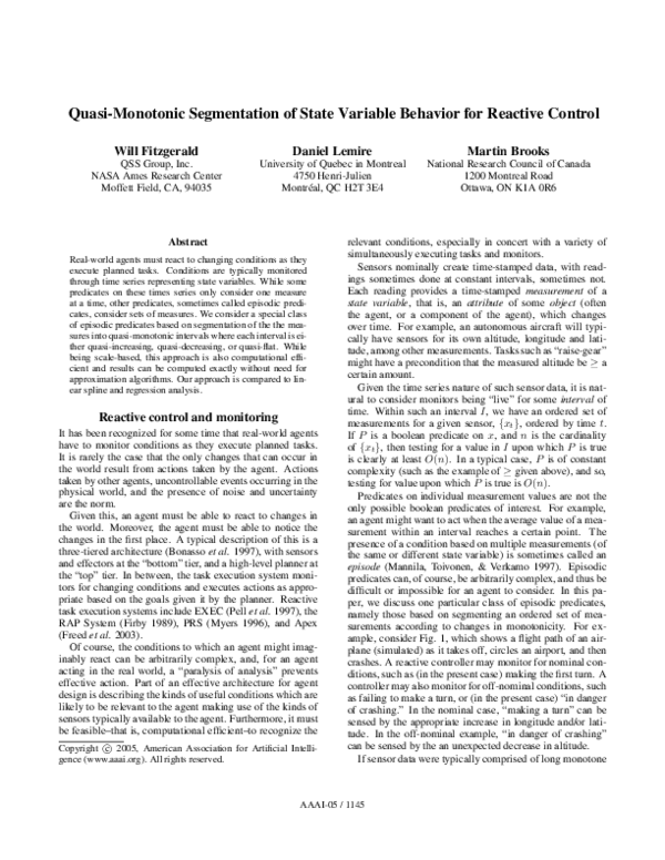 (PDF) Quasi-monotonic segmentation of state variable behavior for reactive control