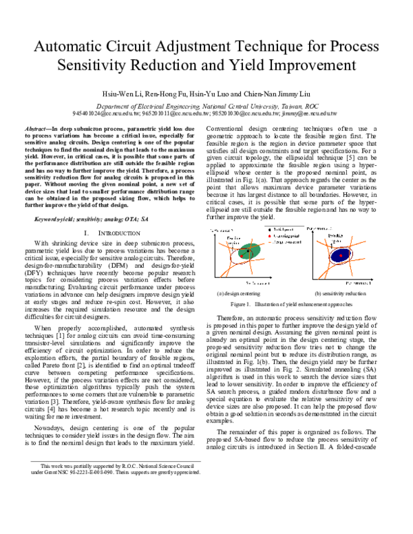 (PDF) Automatic circuit adjustment technique for process sensitivity reduction and yield improvement