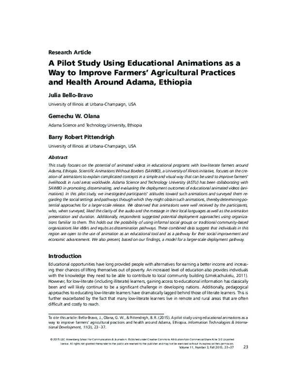 (PDF) A Pilot Study Using Educational Animations as a Way to Improve ...