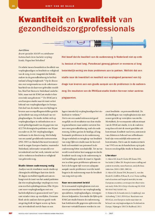 (PDF) Kwantiteit en kwaliteit van gezondheidszorgprofessionals