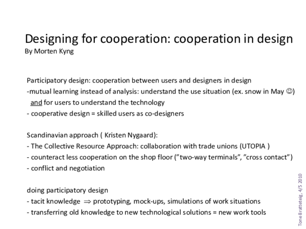 (PDF) Designing for cooperation: cooperating in design