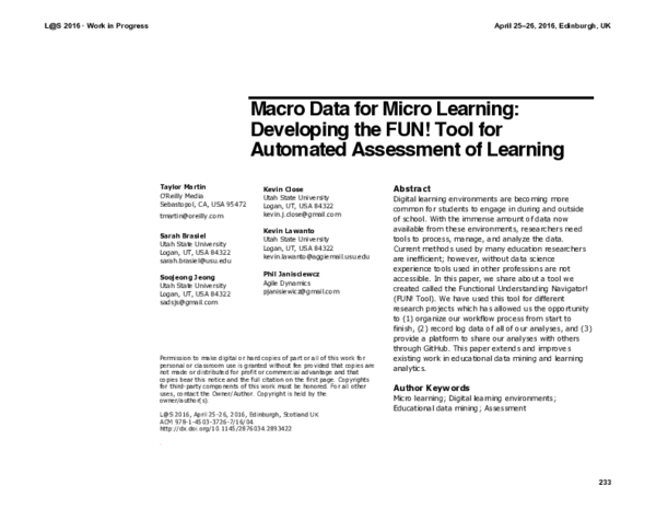 (PDF) Macro Data for Micro Learning