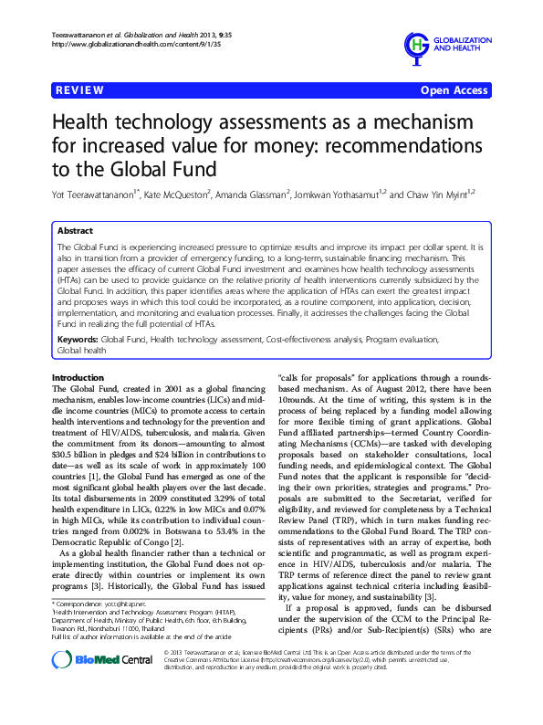 (PDF) Enhancing Global Fund Value through HTAs